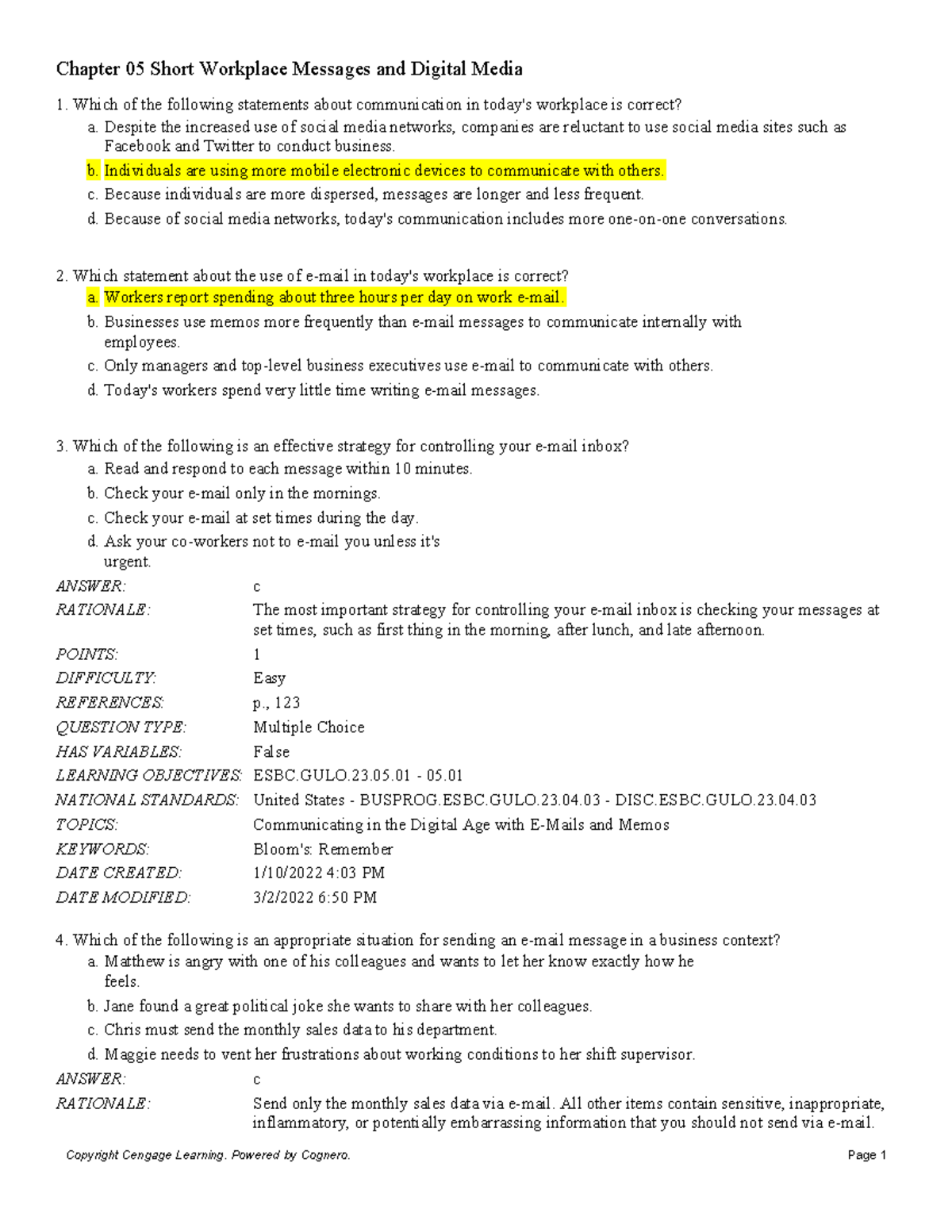 Chapter 05 Short Workplace Messages and Digital Media - Which of the ...