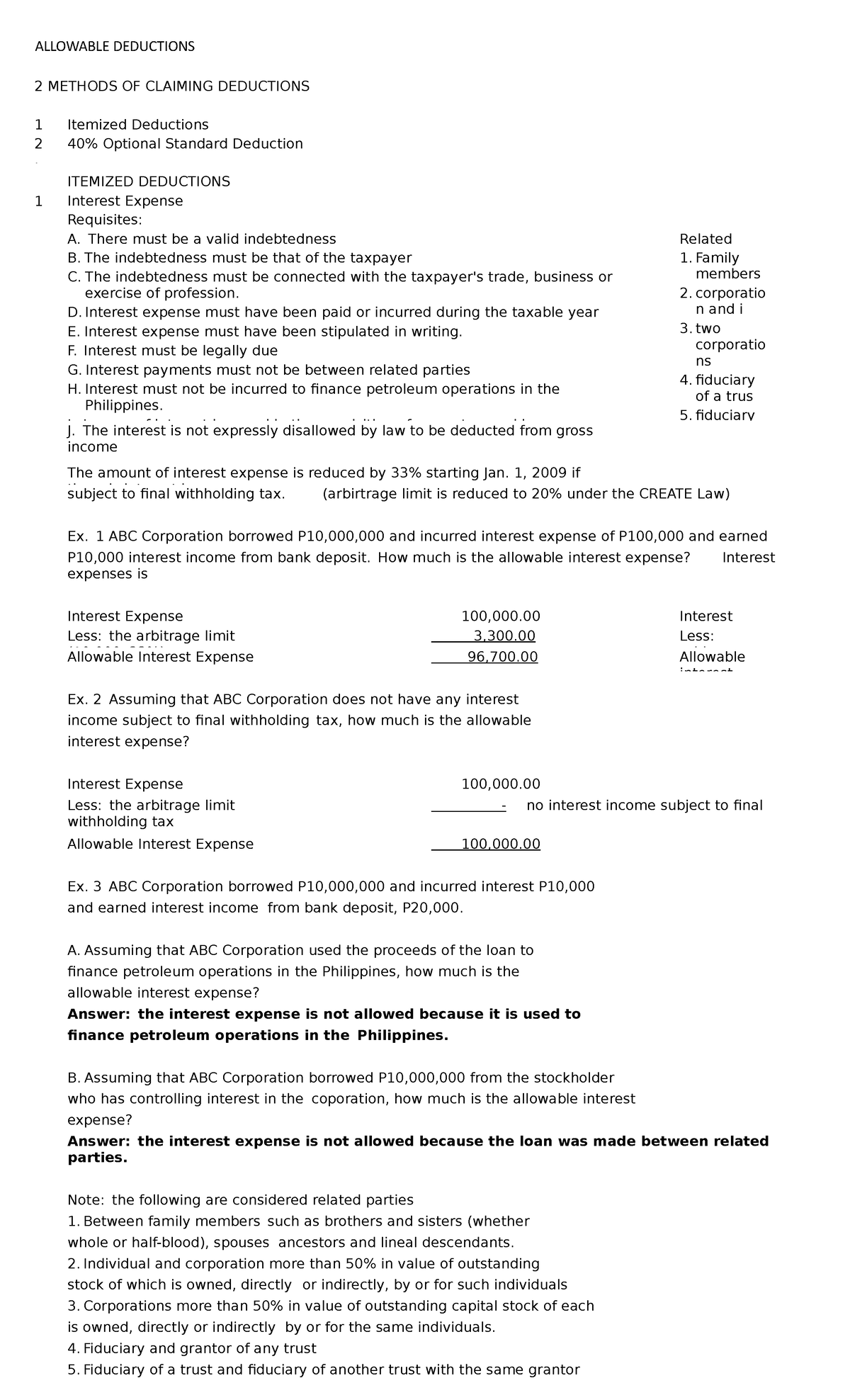Allowable Deductions - ALLOWABLE DEDUCTIONS 2 METHODS OF CLAIMING ...
