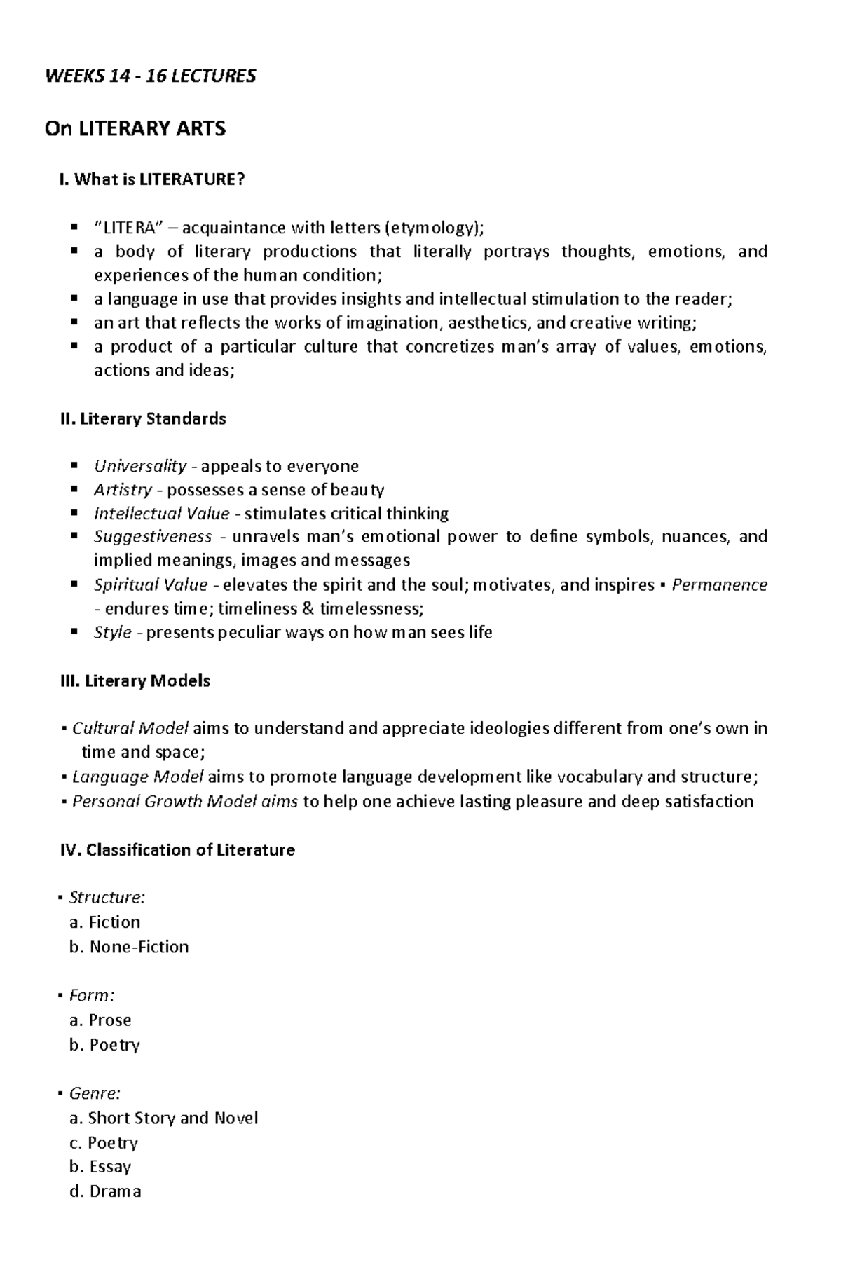 Wks 14 - 16 AAP101 - art appreciation - WEEKS 14 - 16 LECTURES On ...