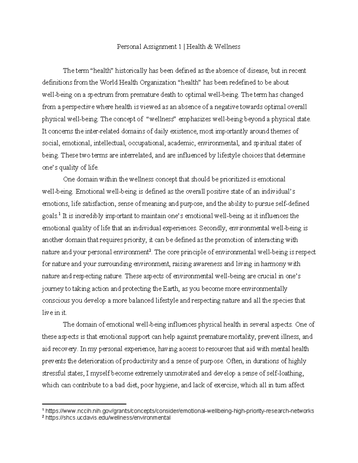 EXCI 202 Personal Assignment #1 - Personal Assignment 1 | Health ...