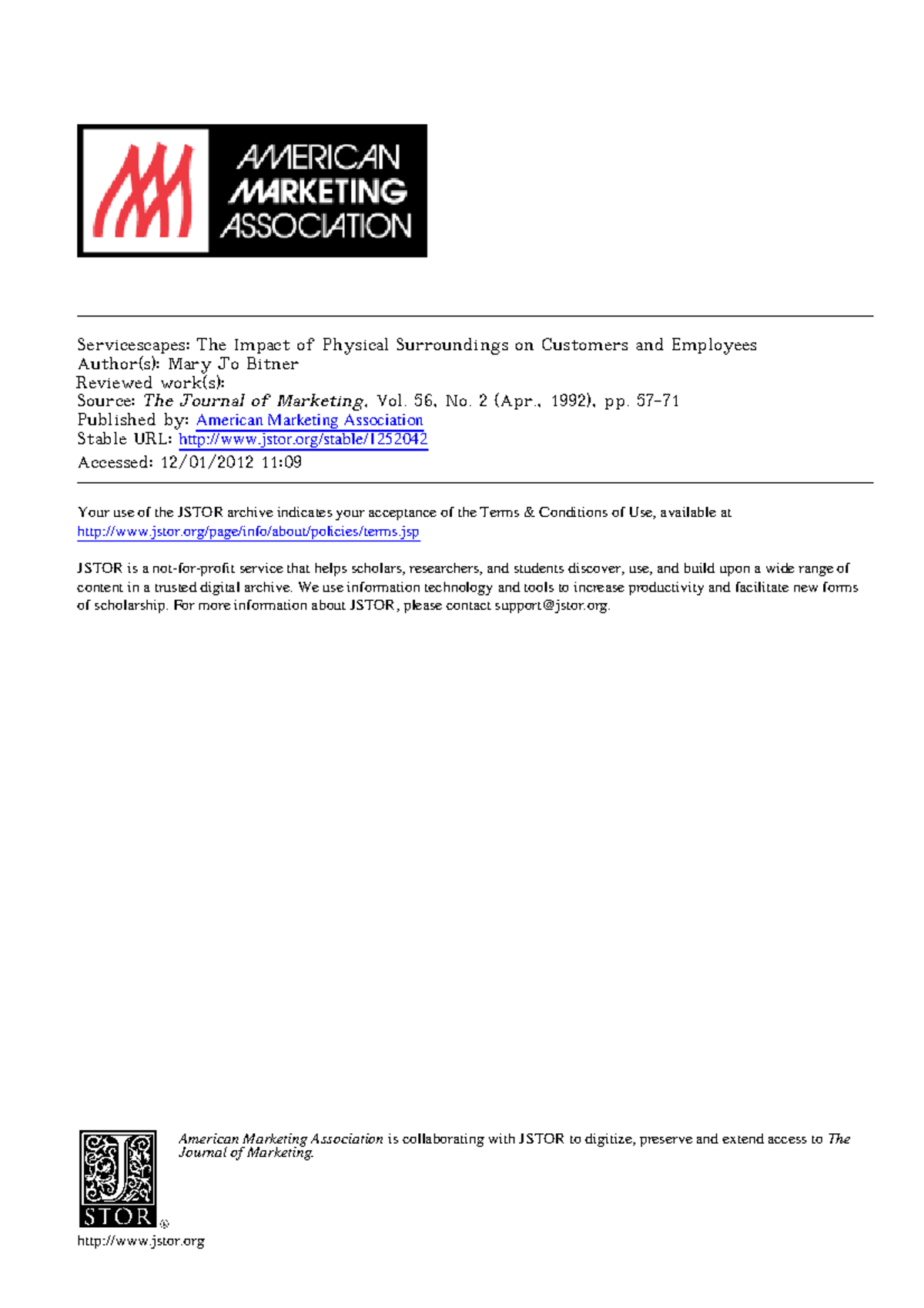 Servicescapes The Impact of Physical Sur - ####### Servicescapes: The ...