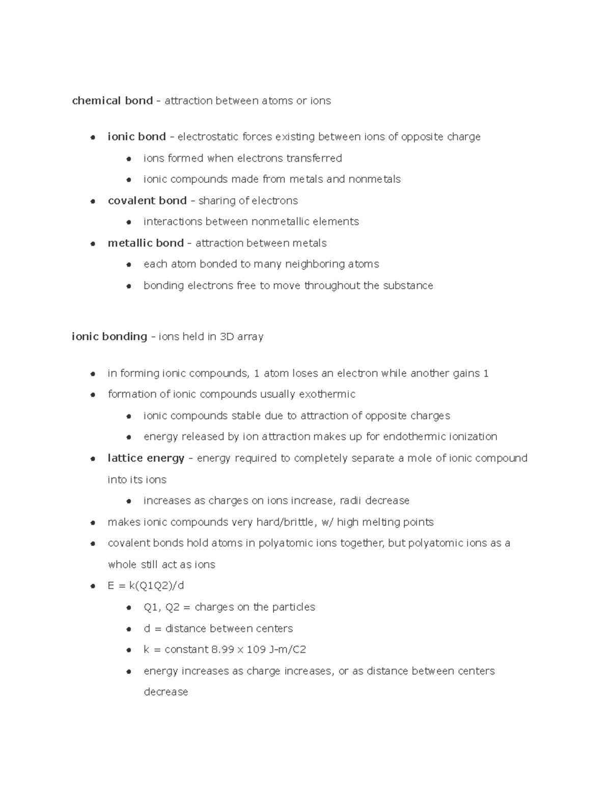 Unit 2 Structure of ionic solids - chemical bond - attraction between ...