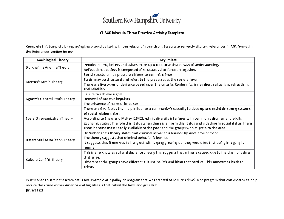 CJ 340 Module Three Practice Activity Template - CJ 340 Module Three ...