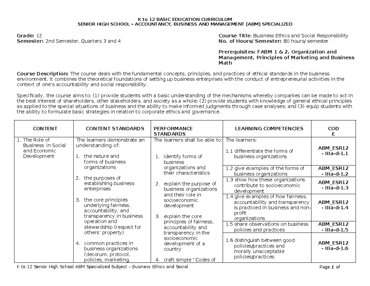 ABM Business-Ethics-and-Social-Responsibility-CG - SENIOR HIGH SCHOOL ...