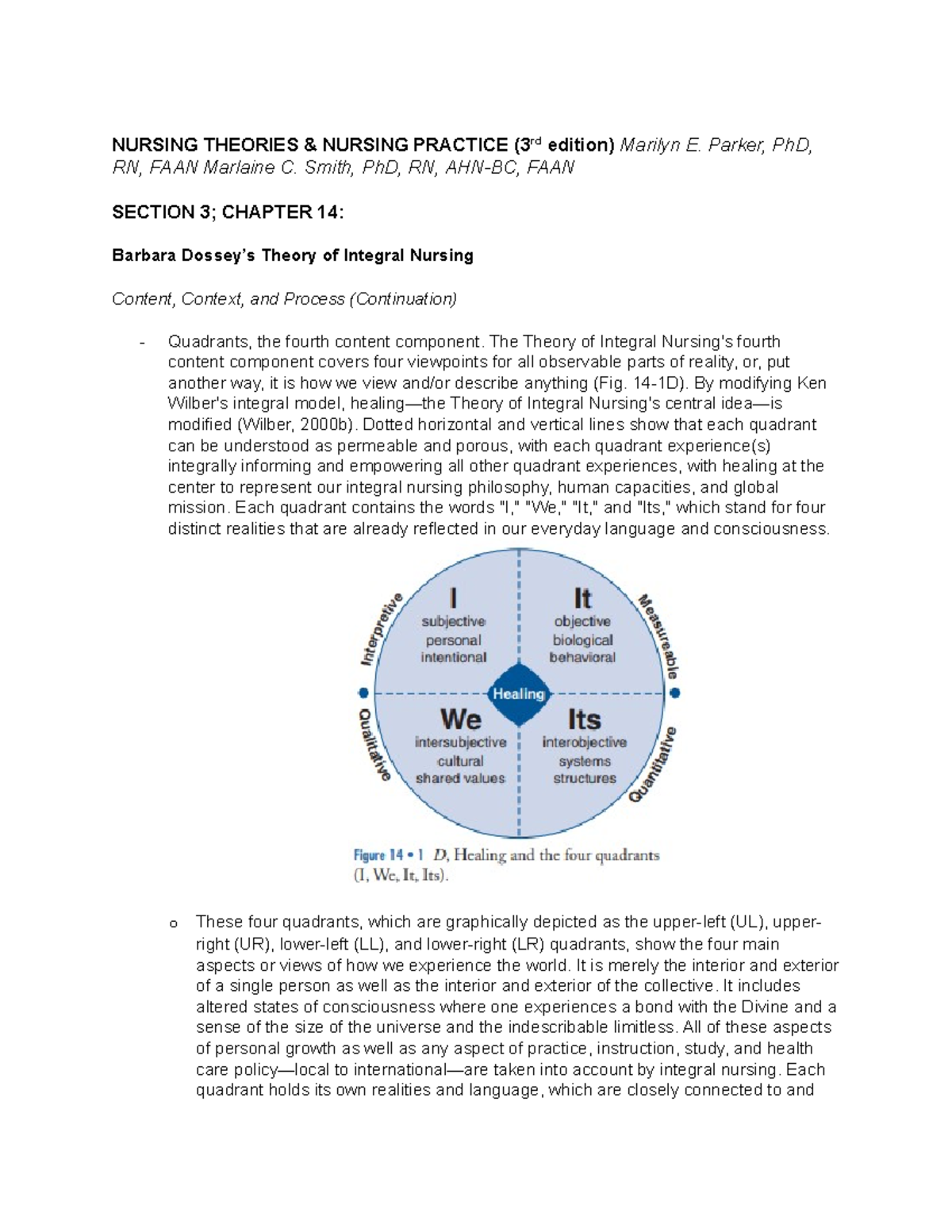 Barbara Dossey 03 - Lecture notes for TFN - NURSING THEORIES & NURSING ...