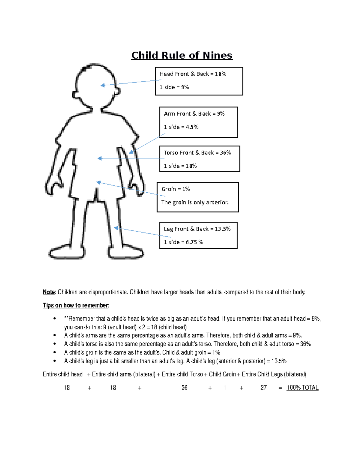 Child Rule of Nines - ALHS 1010 - GNTC - Studocu