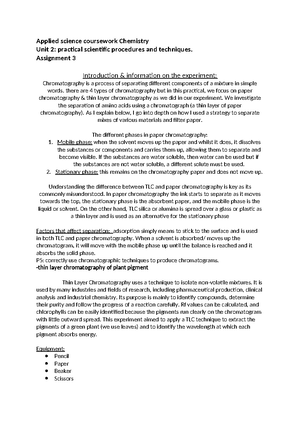 unit 11 applied science aim b - Applied science coursework Unit 11 ...