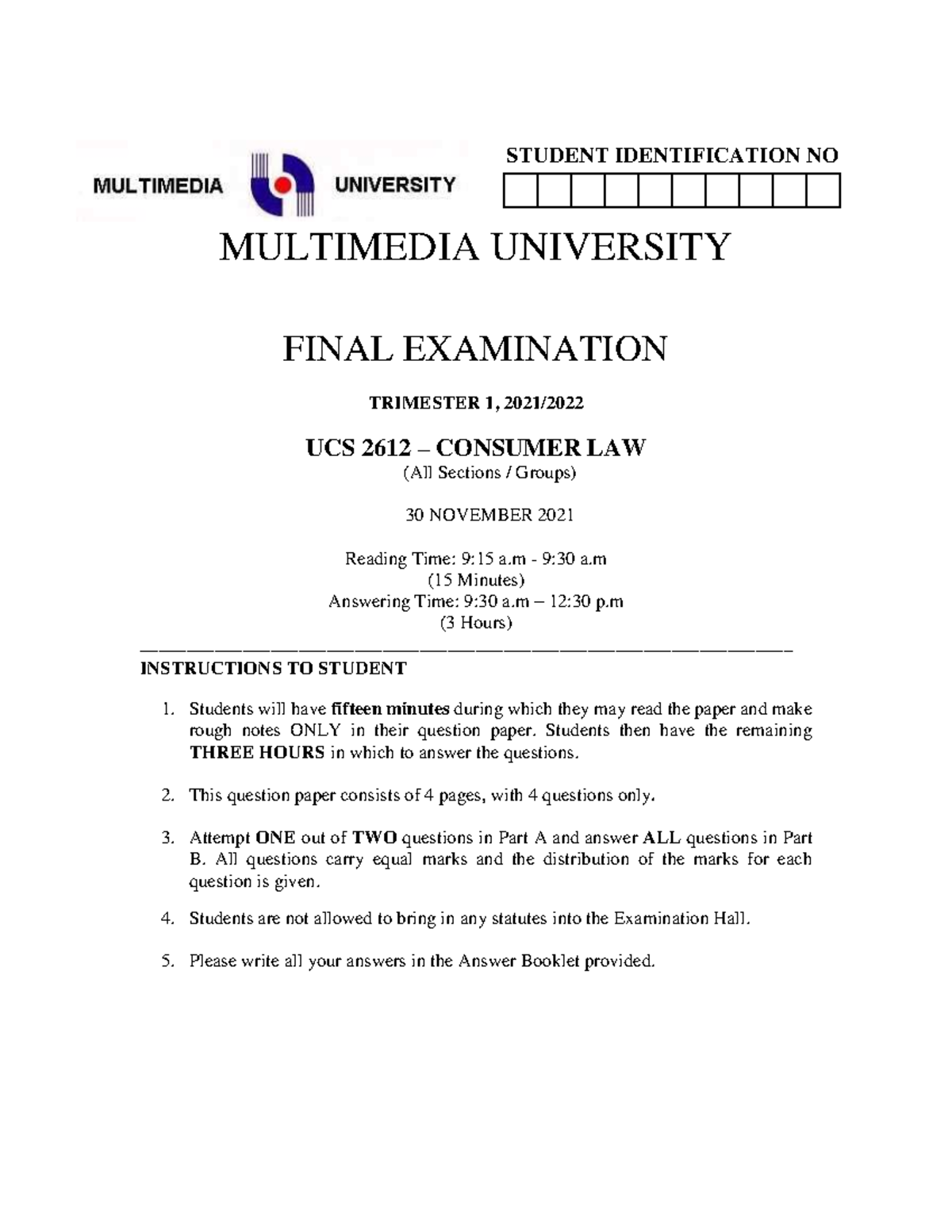 2021 Supplementary Finals Exam Paper - MULTIMEDIA UNIVERSITY FINAL ...