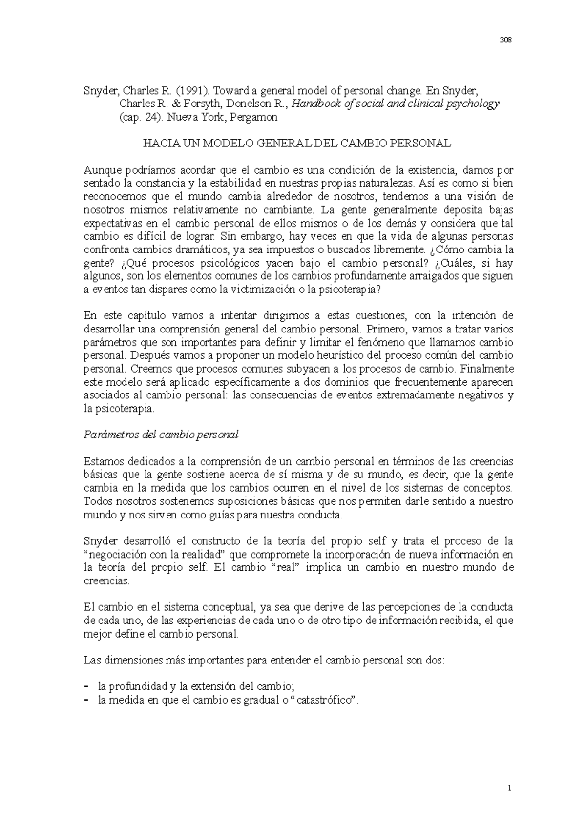 308. Snyder - Snyder, Charles R. (1991). Toward a general model of ...