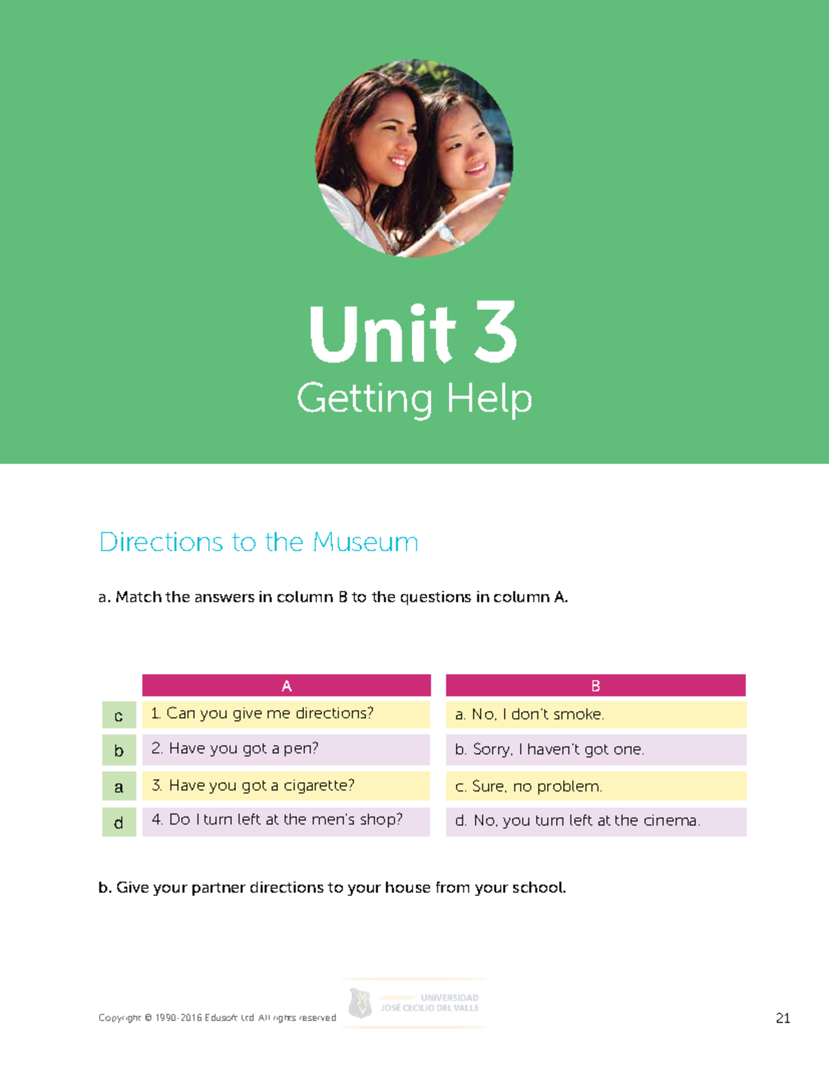 Basic 2 Workbook Unit- 3 - Getting Help Unit 3 Directions to the Museum ...