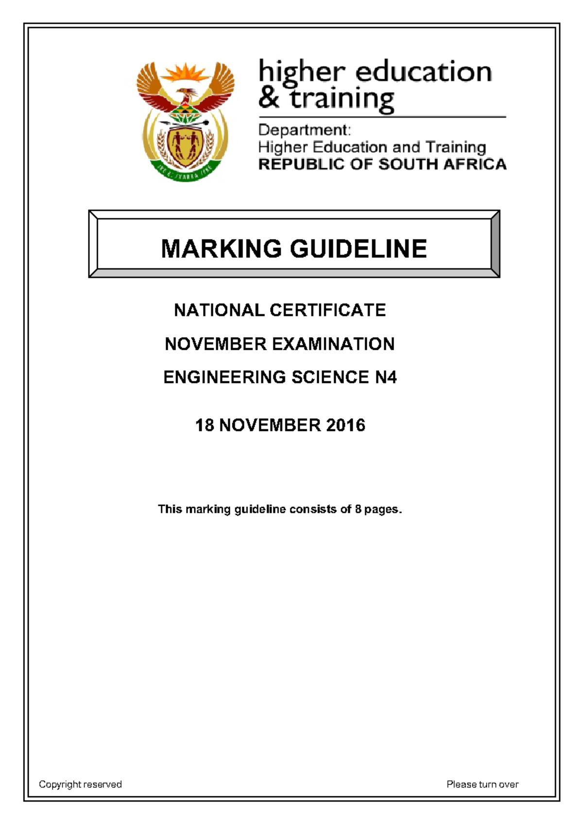 N4 Engineering Science November 2016 Memorandum - NATIONAL CERTIFICATE ...