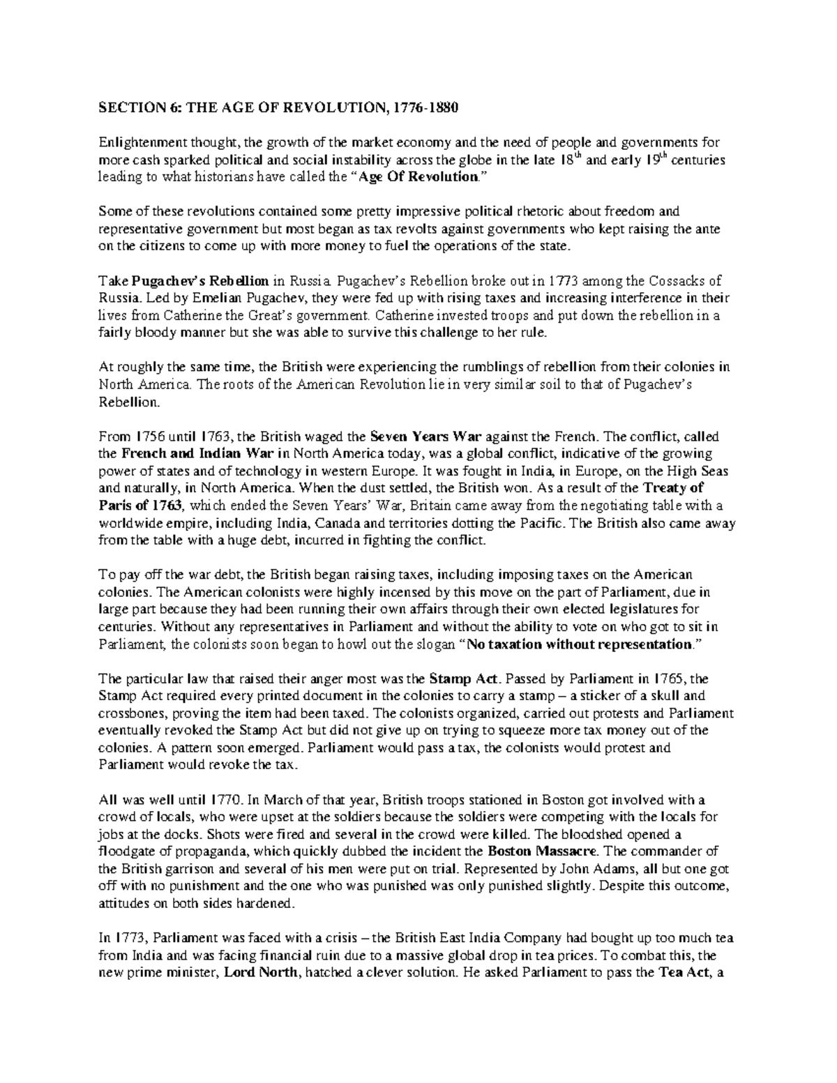 World History II - HIS 122 Section 6 Script of Lecture Notes from Class ...