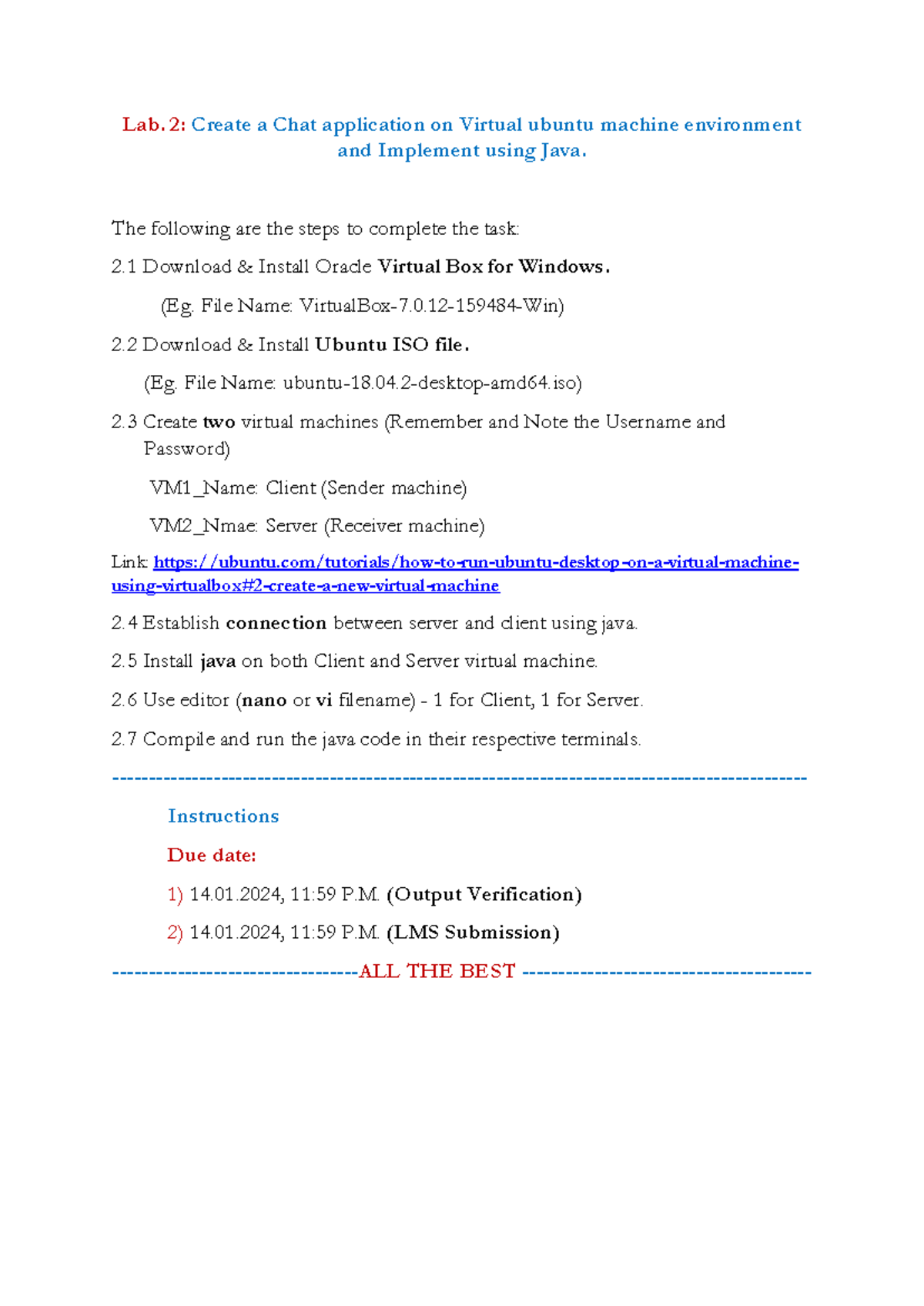 Lab-2-Virtual Machine Set Up - Lab. 2: Create a Chat application on ...