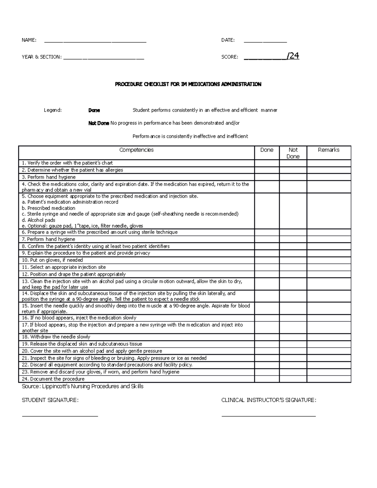 Intramuscular Injection - NAME ...