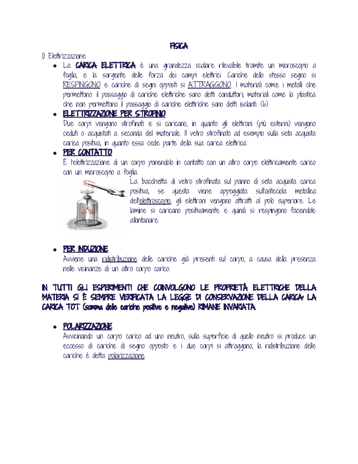 Fisica quinto anno - FISICA Elettrizzazione La CARICA ELETTRICA è una ...