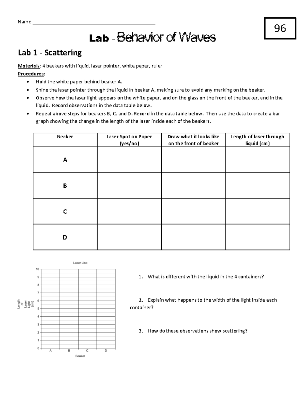 Lab- behavior of waves 5 stations - Name ...