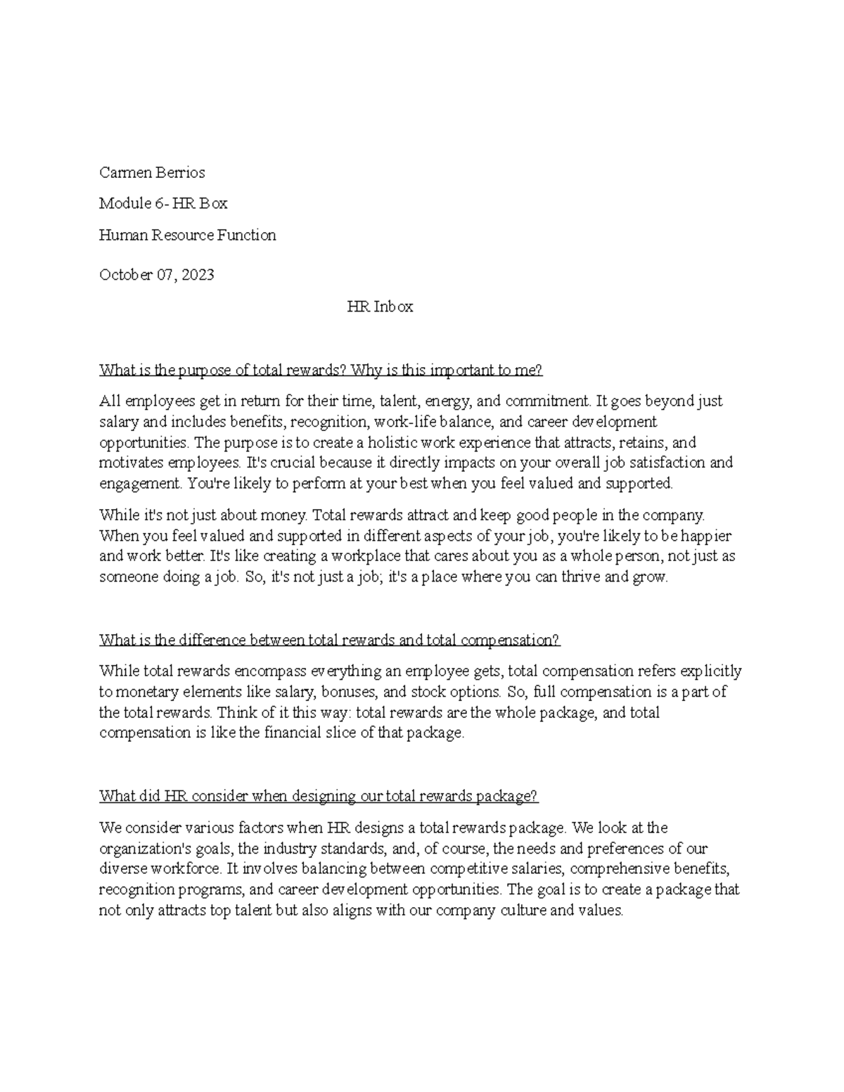 Hr box module 6 - hr box - Carmen Berrios Module 6- HR Box Human ...