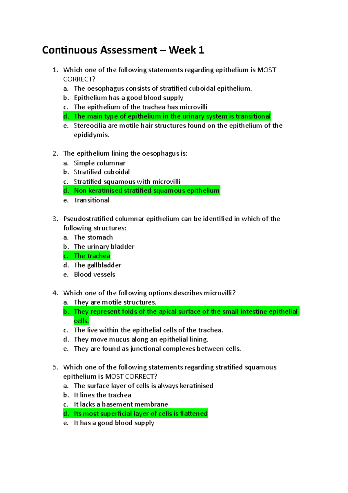 Continuous Assessment Week 1 - Continuous Assessment – Week 1 Which one of the following ...