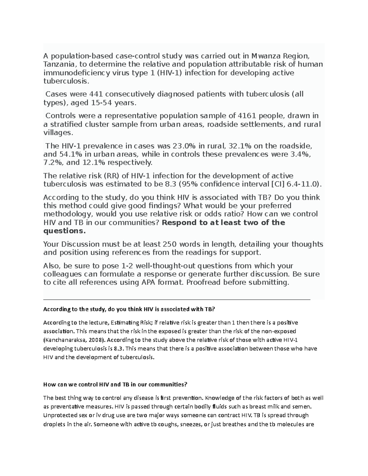 Disboa#5 - coursework - A population-based case-control study was ...