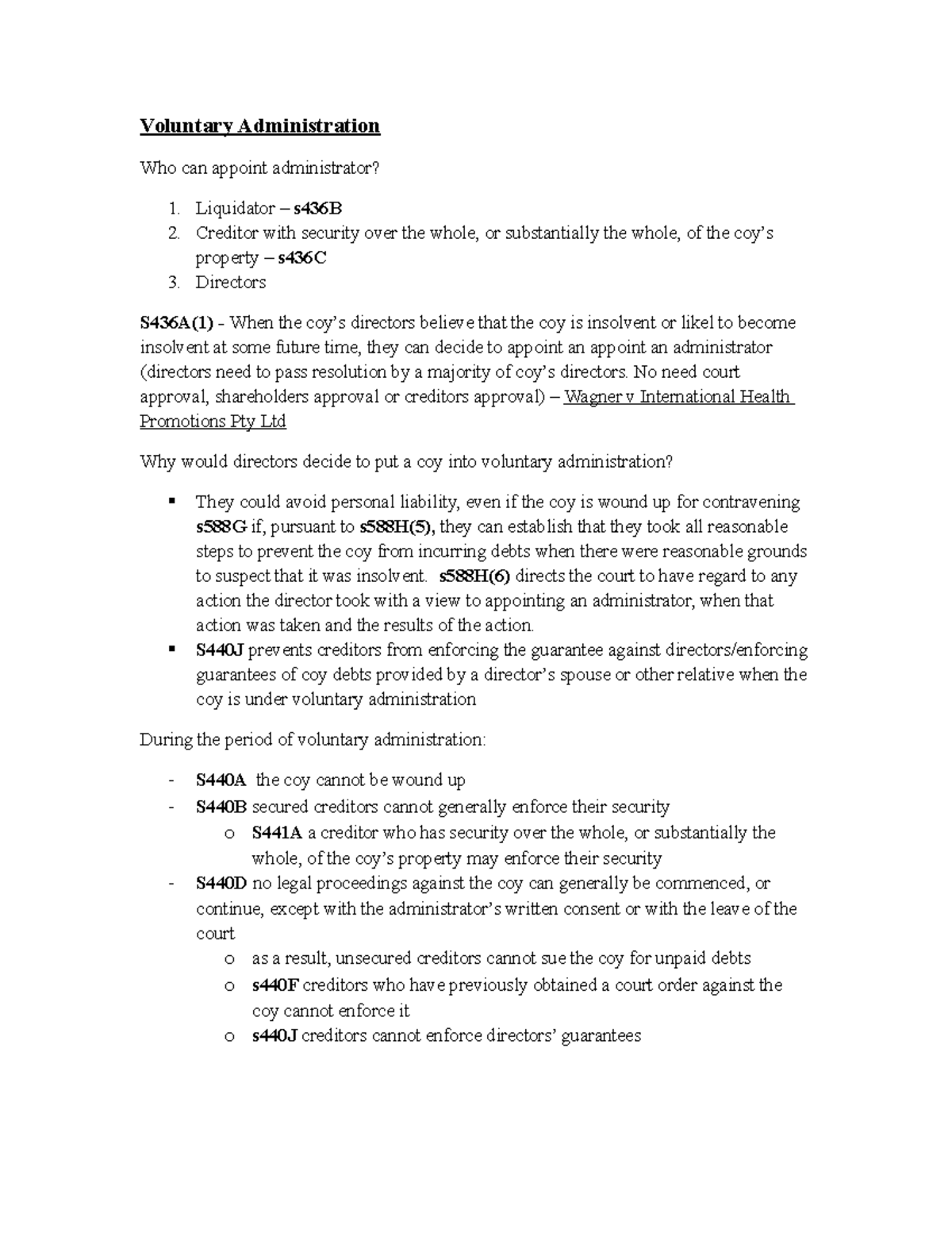 Voluntary Administration - Corporations Law - Voluntary Administration ...