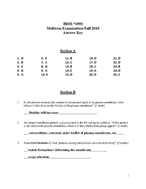 BIOL1090 mock exam - BIOL 1090 FINAL EXAM PRACTICE 1. The presence of circular chromosomes in ...