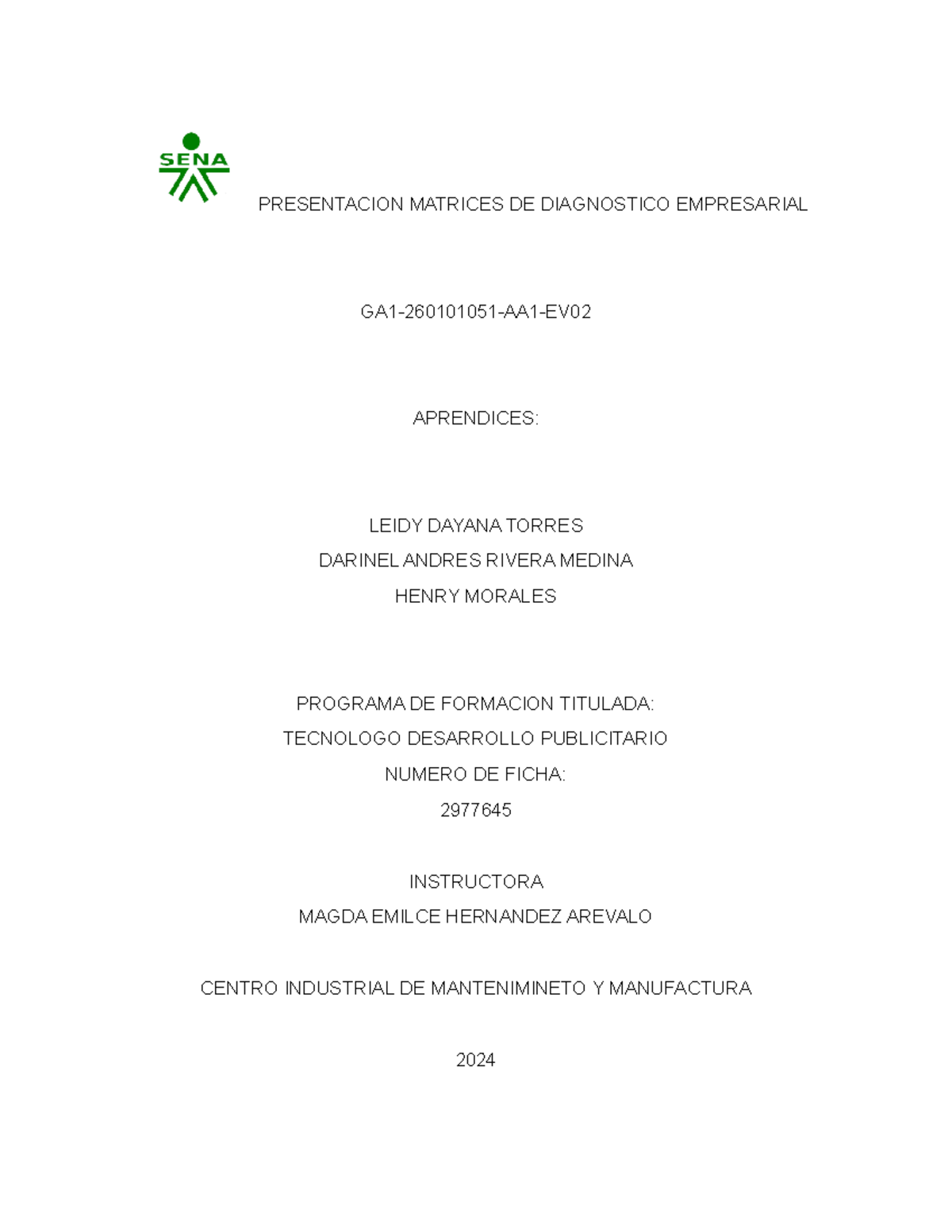 Presentacion Matrices De Diagnostico Empresarial Presentacion