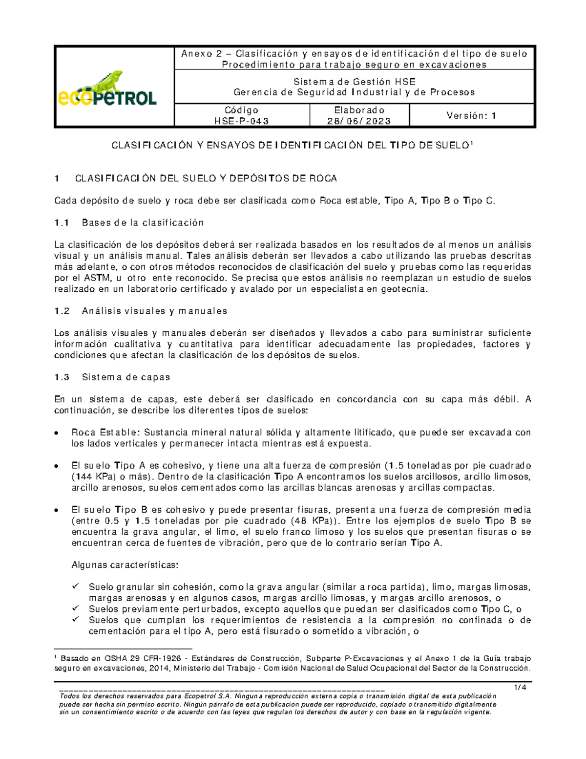 HSE-P-043 Anexo 2 – Clasificación y ensayos de identificación del tipo ...