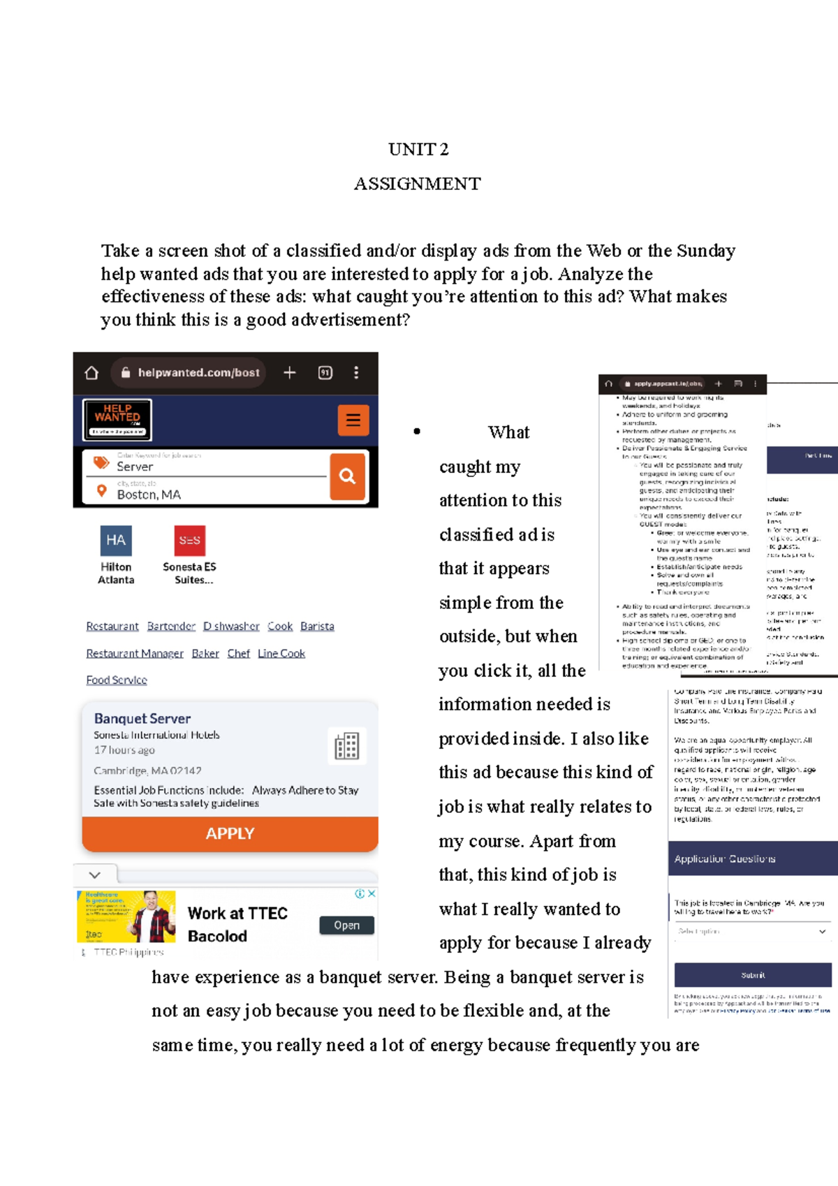 Assignment - Ma'am Vina - UNIT 2 ASSIGNMENT Take a screen shot of a ...