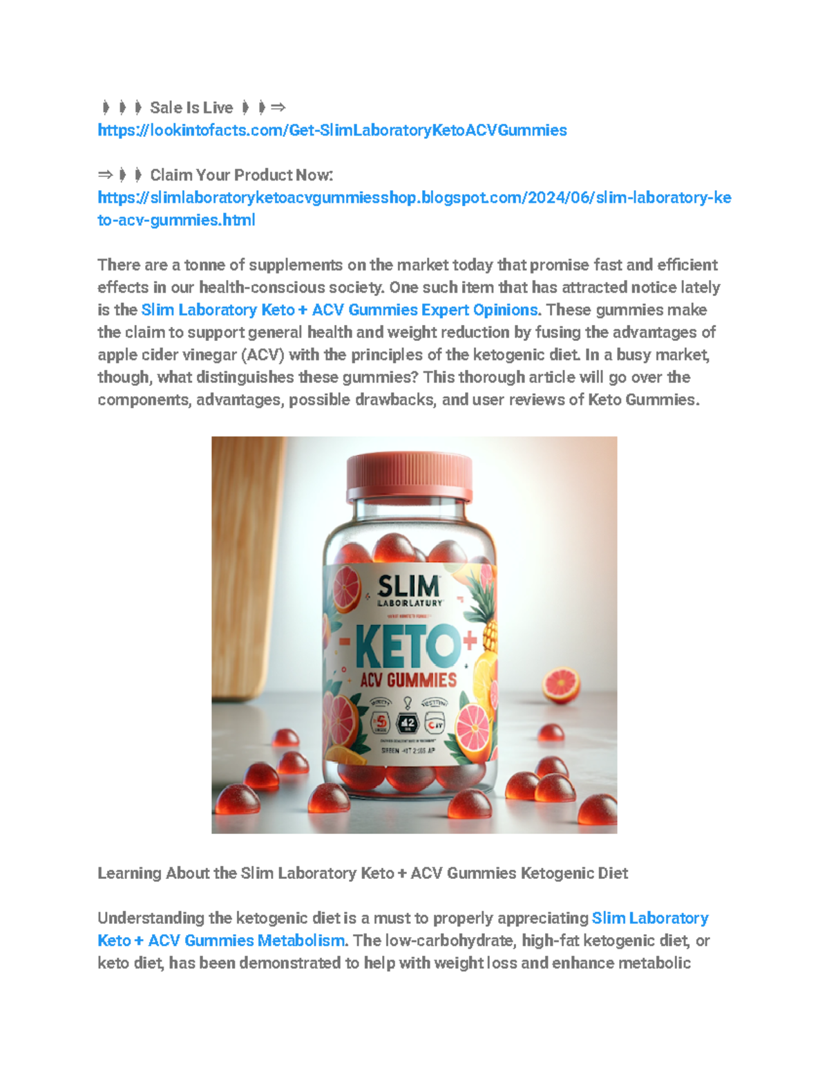 Slim Laboratory Keto + ACV Gummies Combine the Power - Sale Is Live ⇒ - Studocu