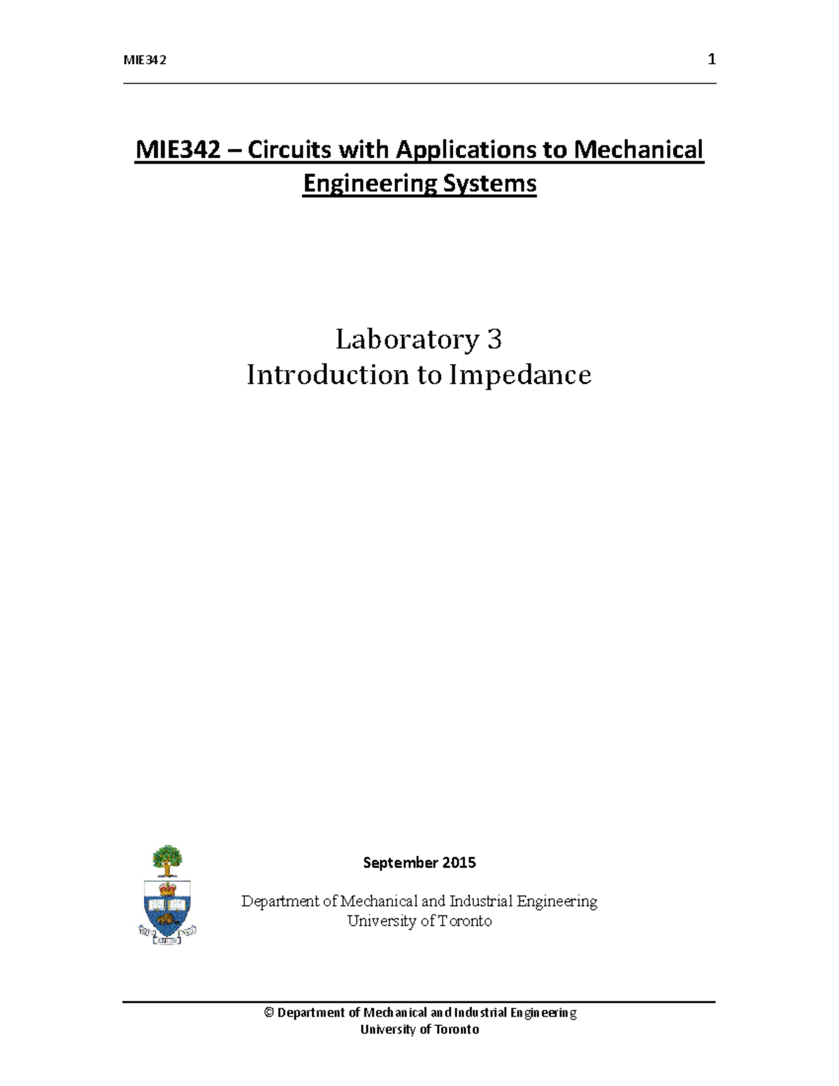 Lab 3 Impedance-Updated-1108 - © Department of Mechanical and Industrial Engineering MIE342 ...