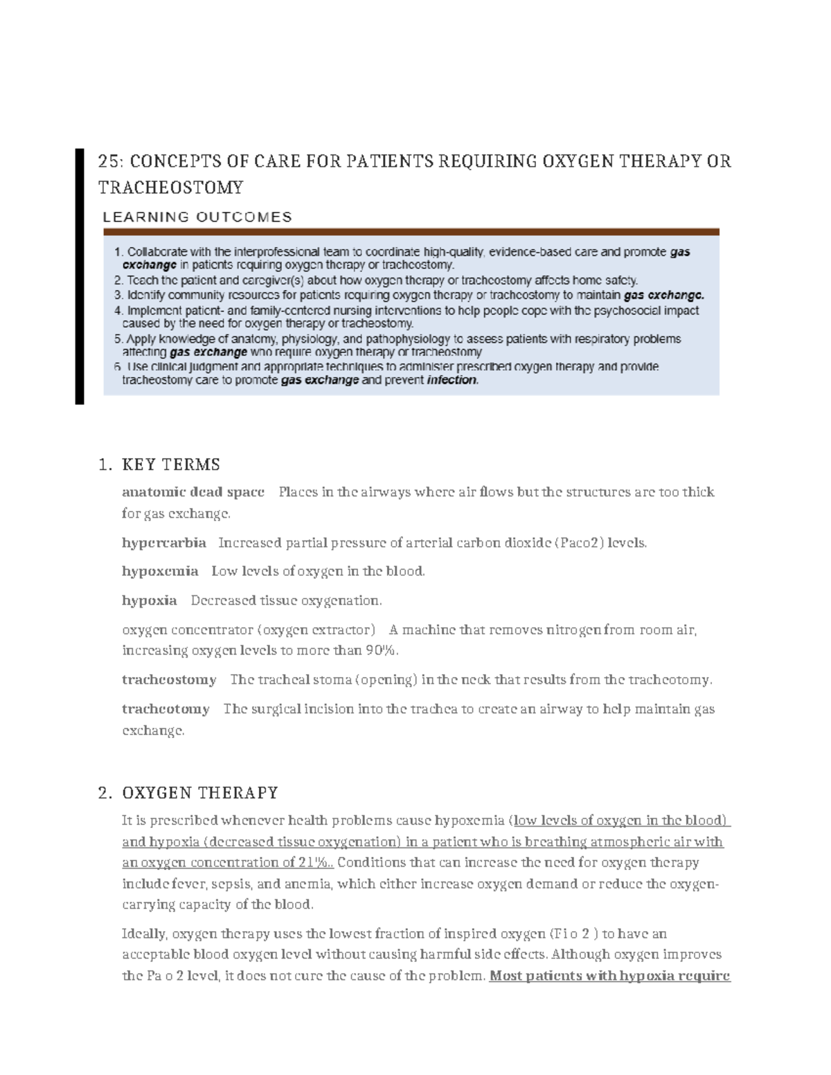 AH2 CHP 25[948] - 25: CONCEPTS OF CARE FOR PATIENTS REQUIRING OXYGEN ...
