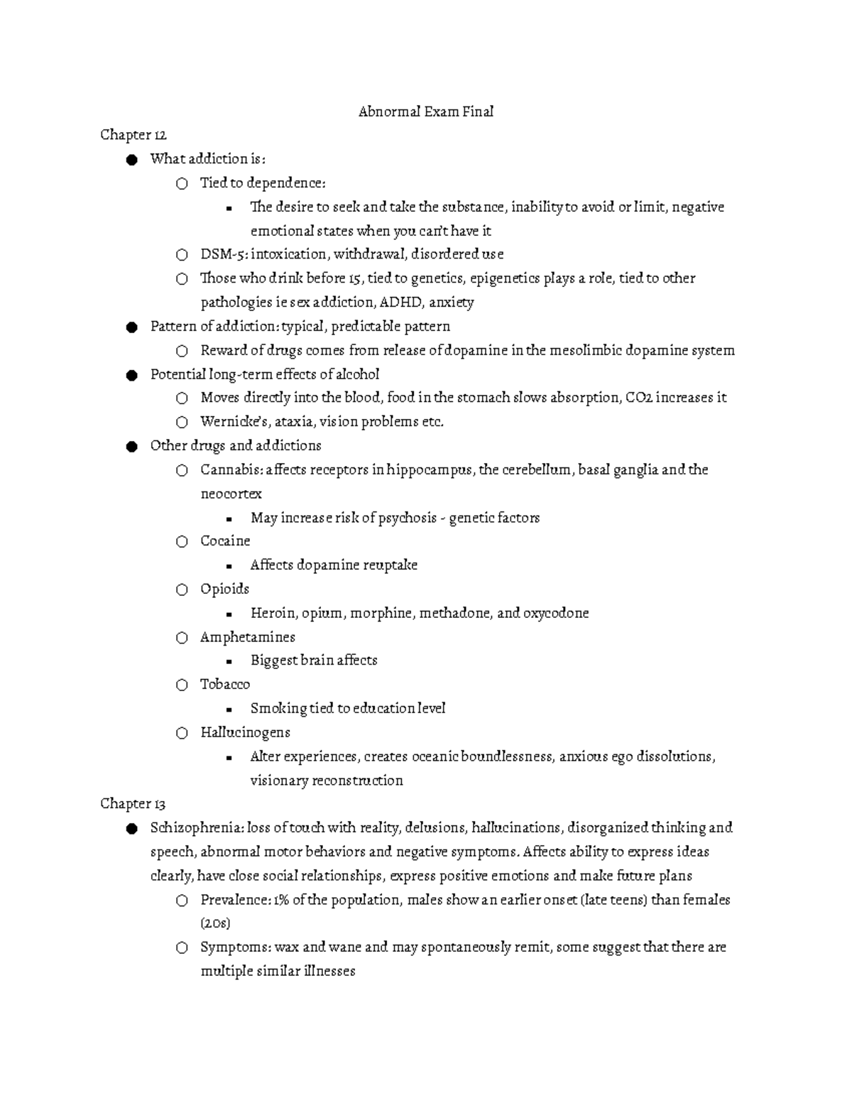 Abnormal Final - Abnormal Exam Final Chapter 12 What addiction is: Tied ...