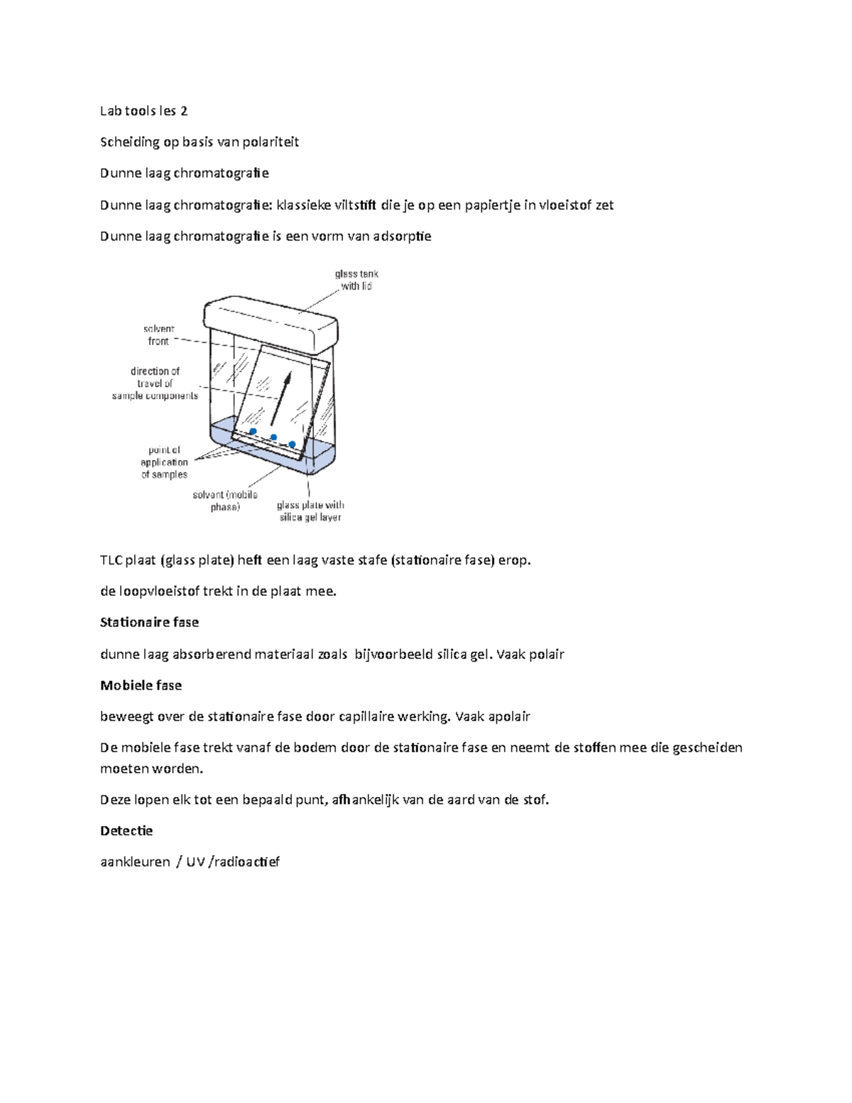 Les 2 labtools - Lab tools les 2 Scheiding op basis van polariteit Dunne laag chromatografie ...
