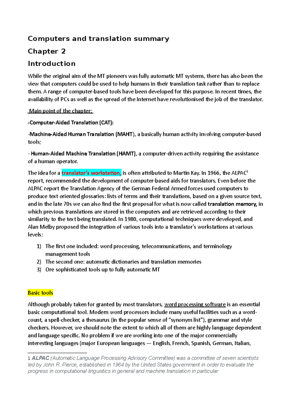 Computers and translation - dal capitolo 2 al 10 - Computers and ...