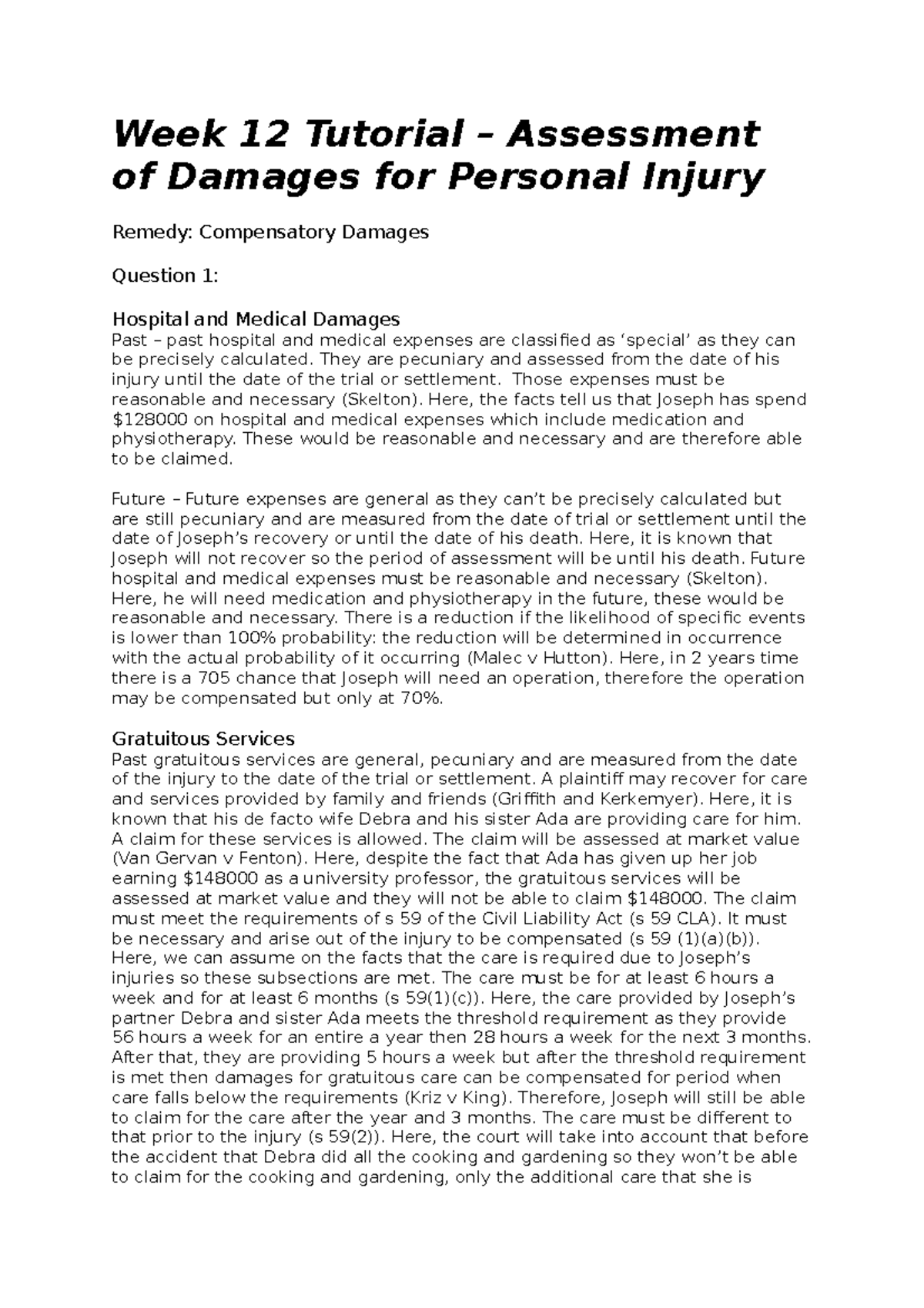 Week 12 Tutorial - notes in a synthesized and manageable form - Week 12 ...