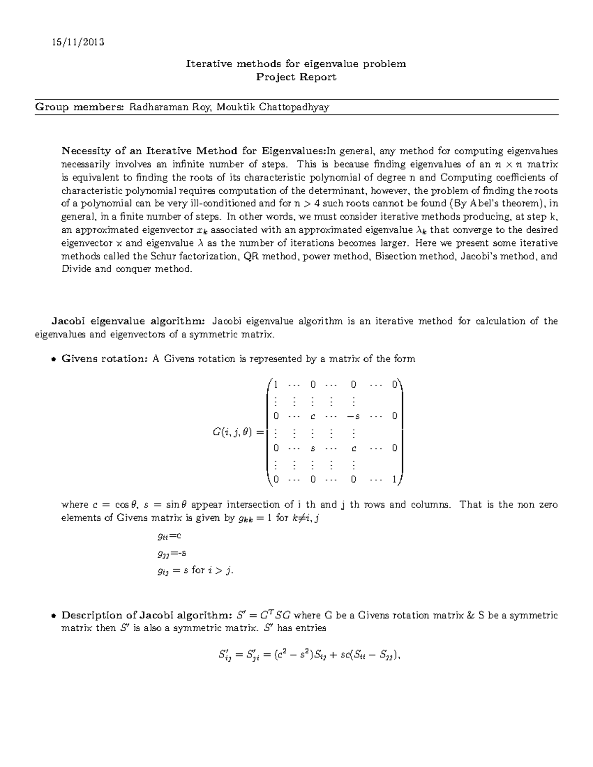 Eginevalueproblems - Comp . Maths - 15/11/ Iterative methods for ...