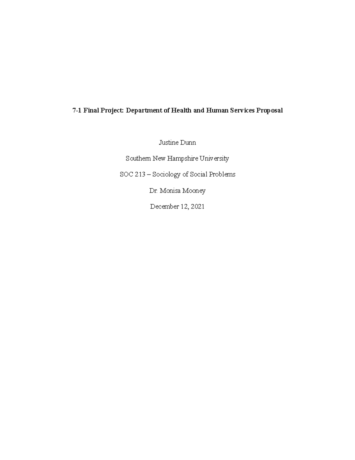 SOC213-Final Project Proposal - 7-1 Final Project: Department of Health ...