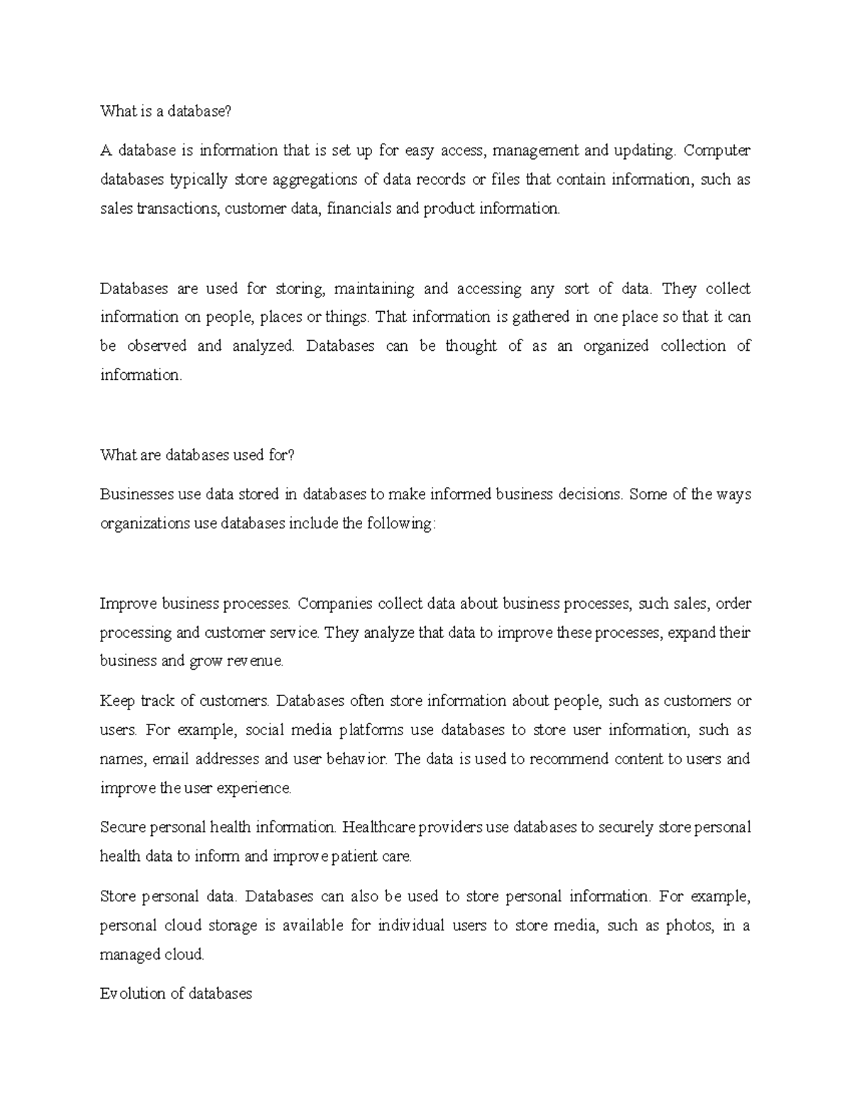 What is a database - CRP-SEM3_Proposal - What is a database? A database ...