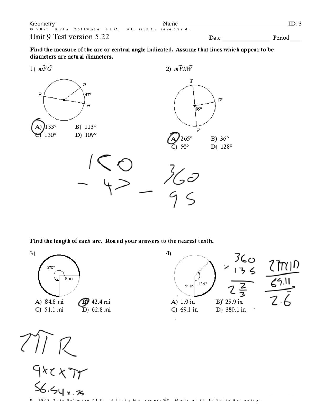 Unit 9 Test version 5 - Math - ©W w 2 s 0 n 2 k 3 Y ^Kouetzao gSto ...