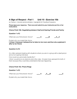 ASOR 11 ASL 111 - A sign of respect assignment for American sign ...