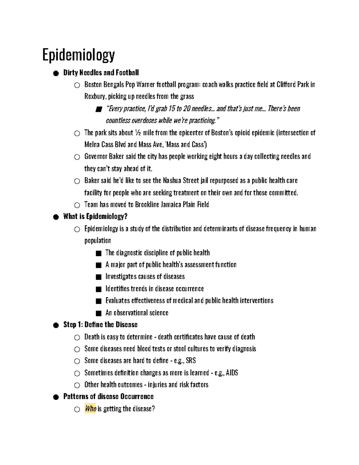 Public Health Epidemiology Notes - PUBH.1021 - UML - Studocu