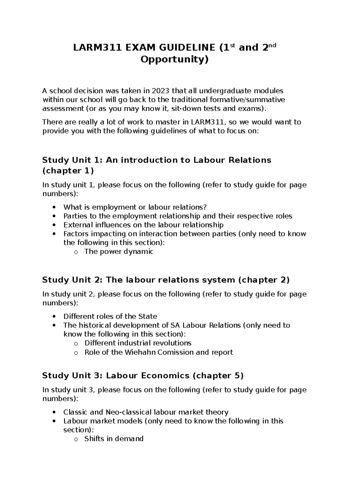 LARM311 EXAM Guideline - LARM311 EXAM GUIDELINE ( st and 2 nd ...