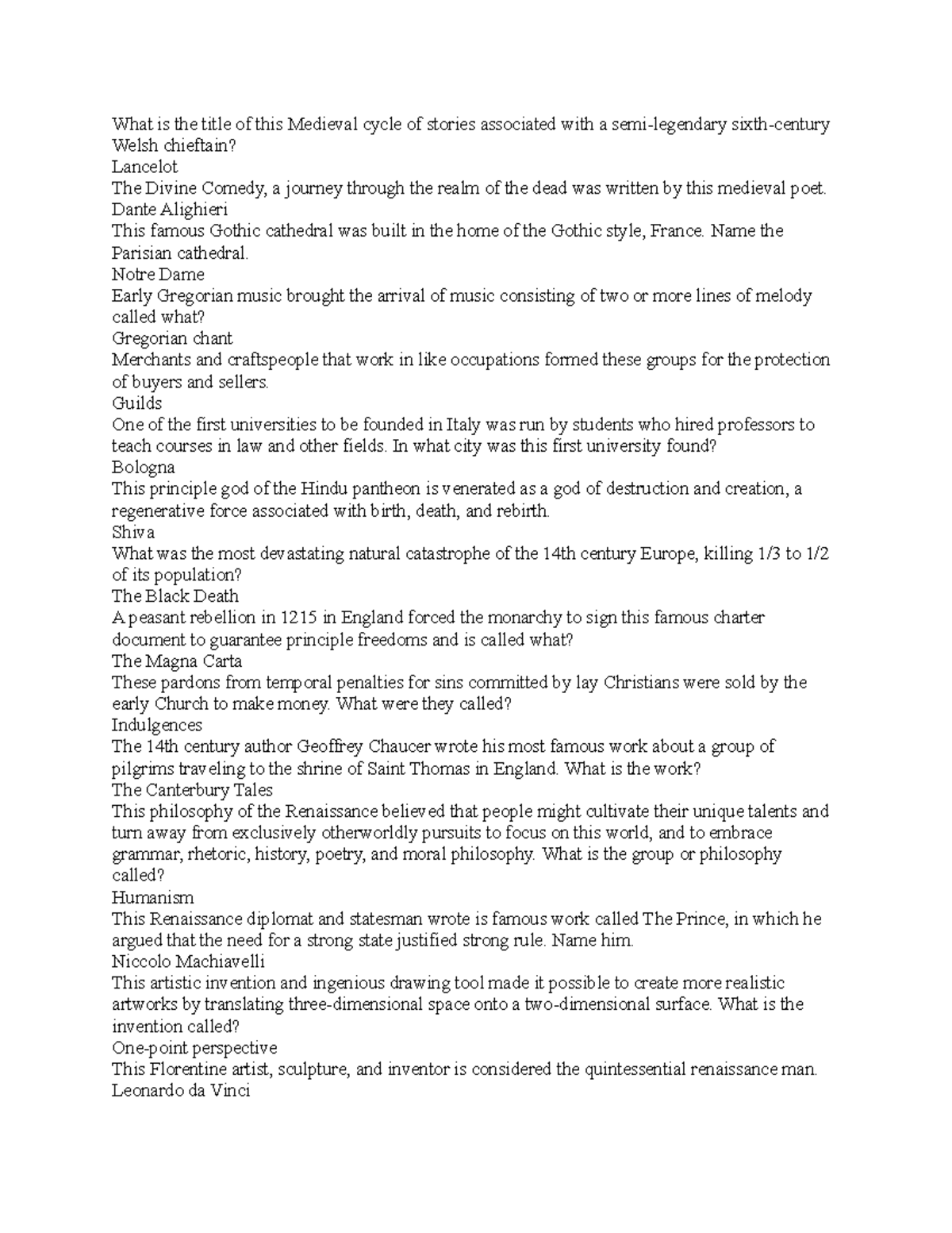 What is the title of this Medieval cycle of stories associated with a ...