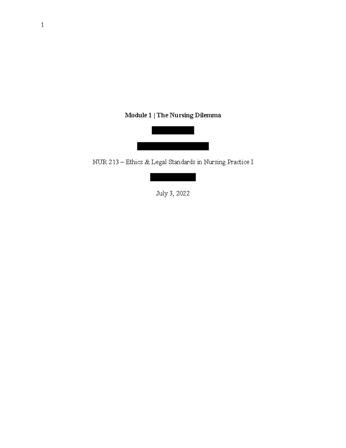 NUR213 Module 1 The Nursing Dilemma - Module 1 | The Nursing Dilemma ...