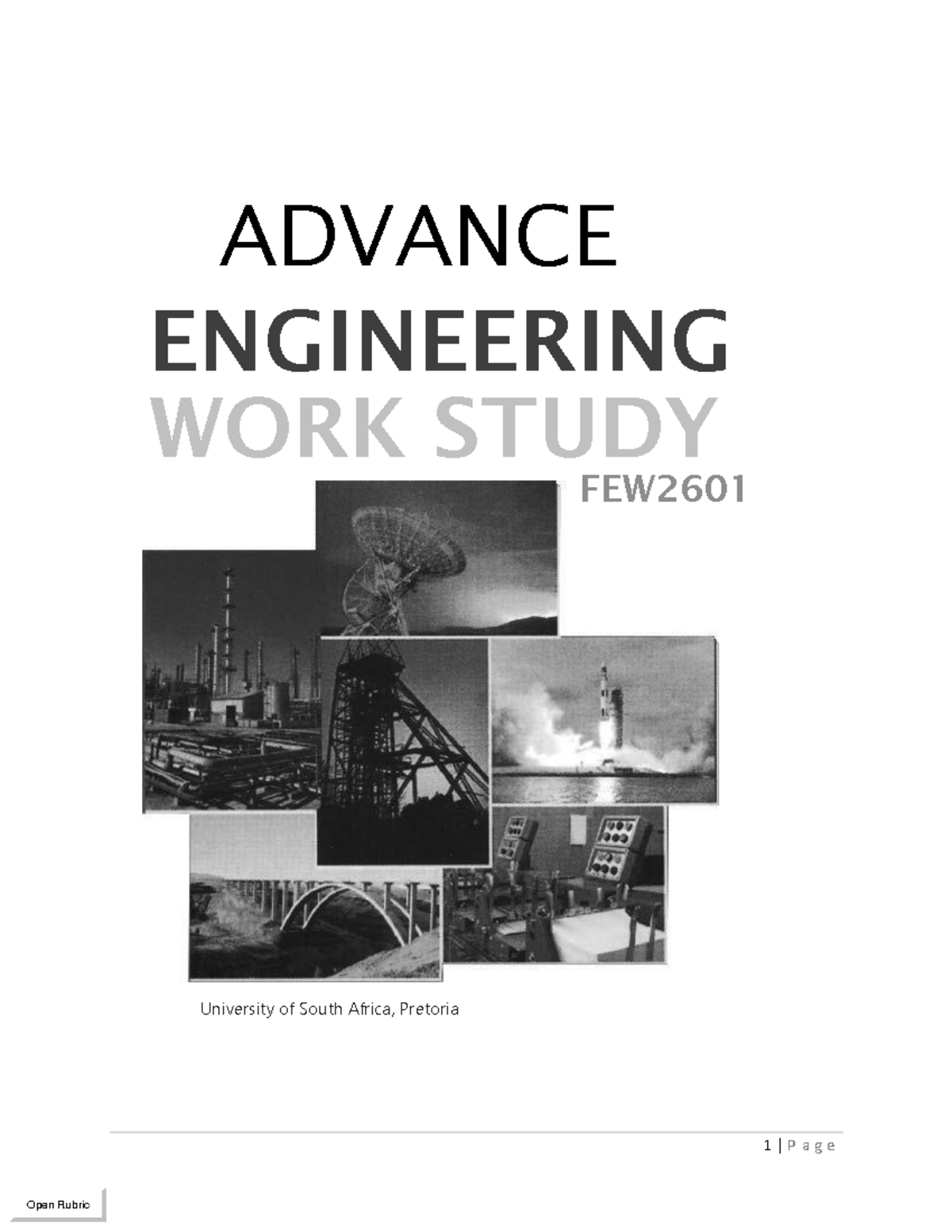FEW2601 Book - Prescribed book - 1 | P a g e ADVANCE ENGINEERING WORK ...