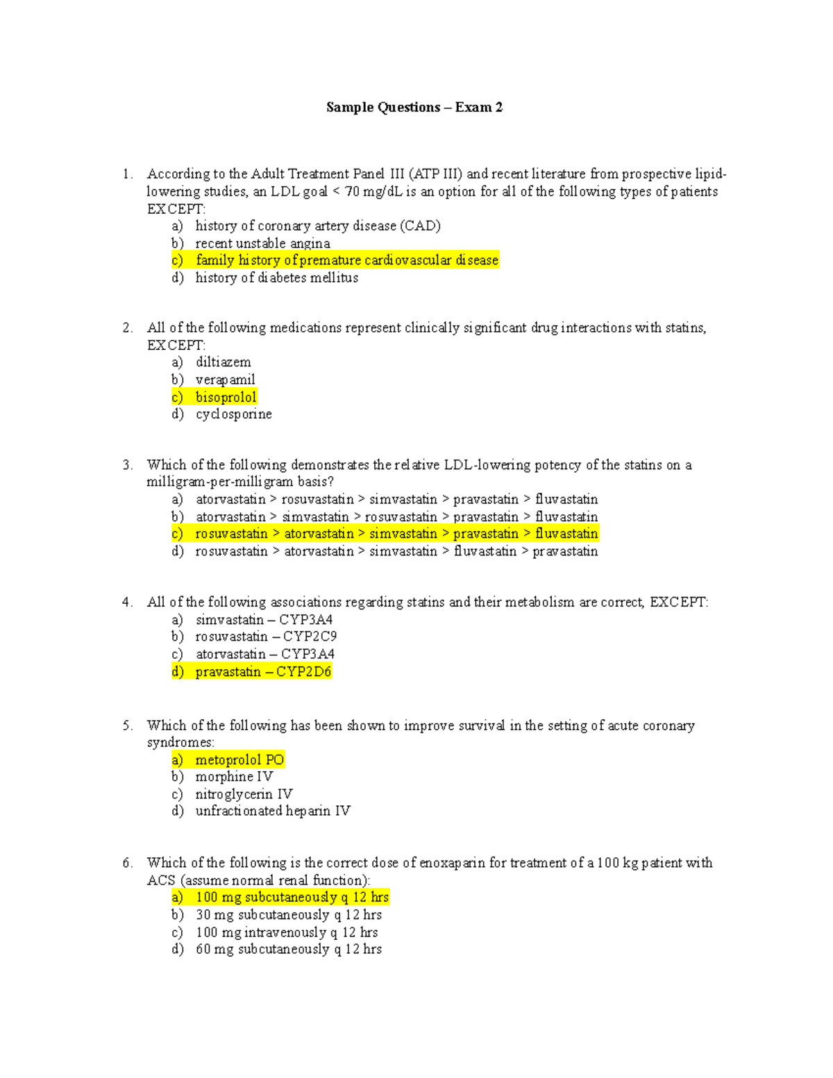 Exam 2 Sample Questions - Sample Questions – Exam 2 According to the ...