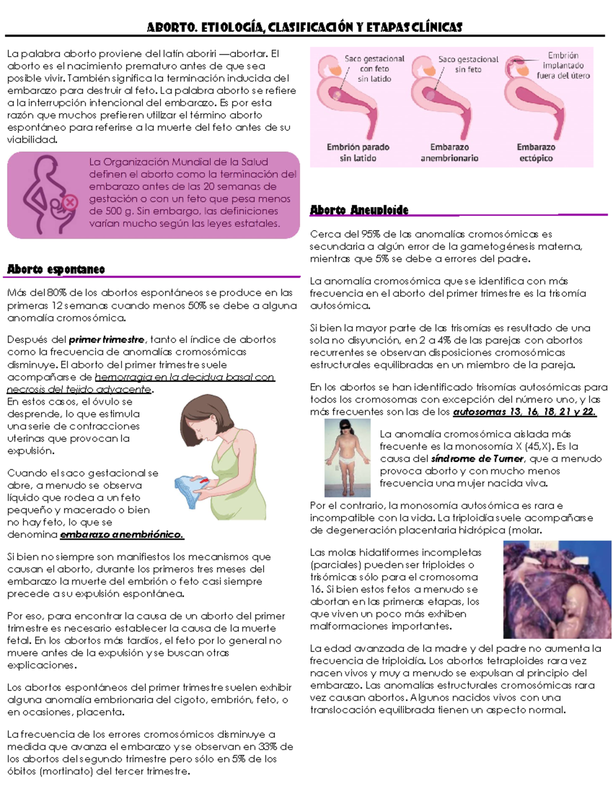 Aborto - Etiología, Clasificación y Etapas Clínicas La palabra aborto proviene del latín aboriri ...