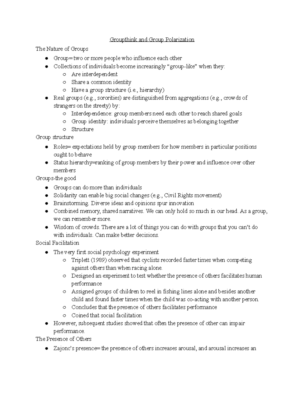 Groupthink and Group Polarization - , hierarchy) Real groups (e ...