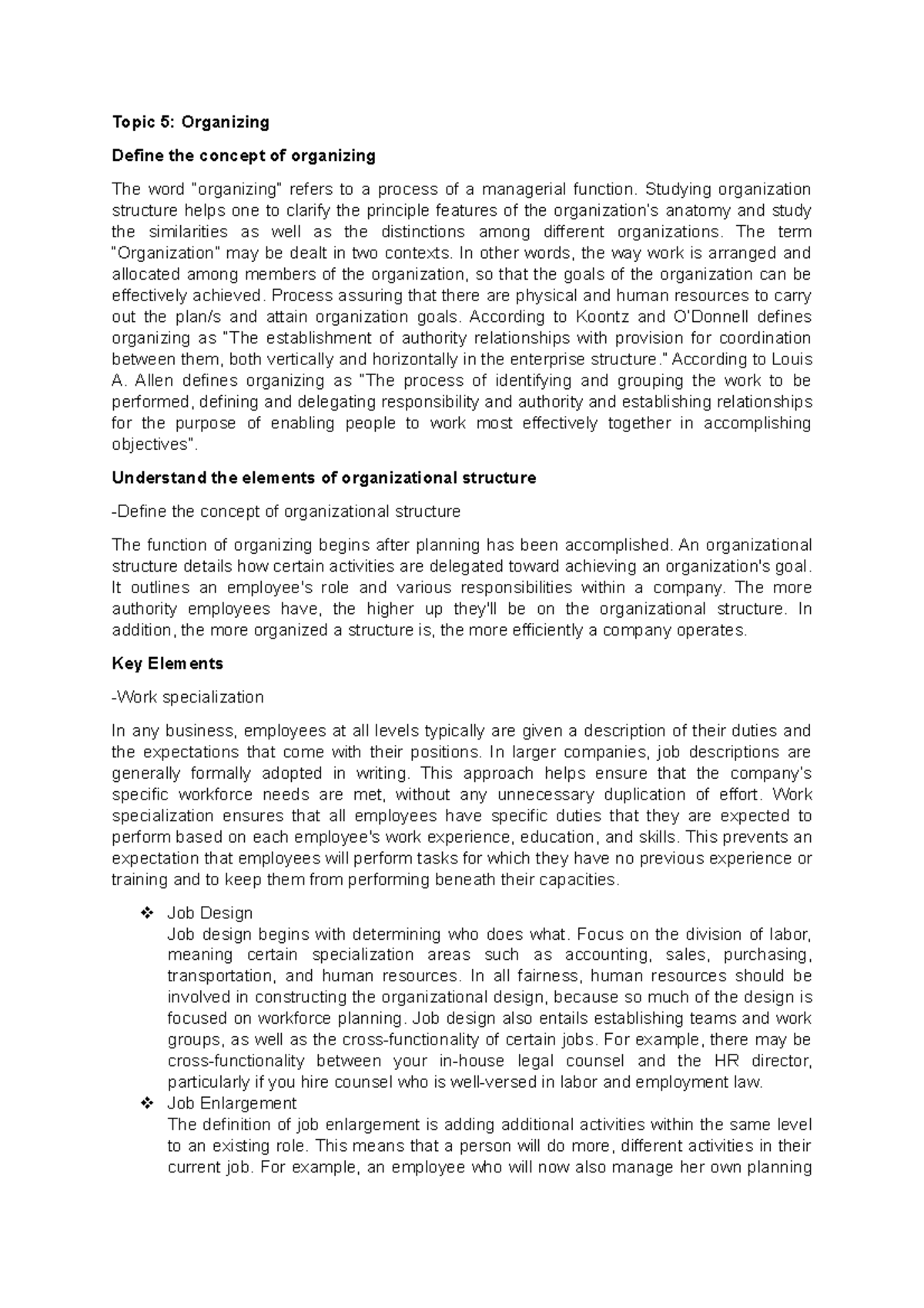 Topic 5 Organizing PAD101 - Topic 5: Organizing Define the concept of ...