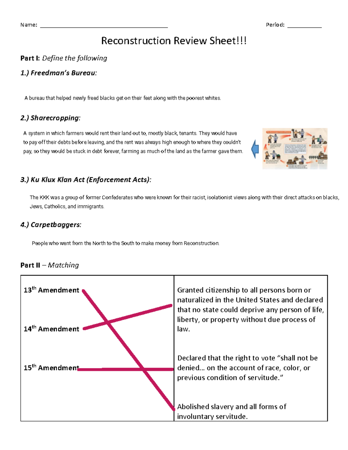 Reconstruction Review Sheet - Name ...